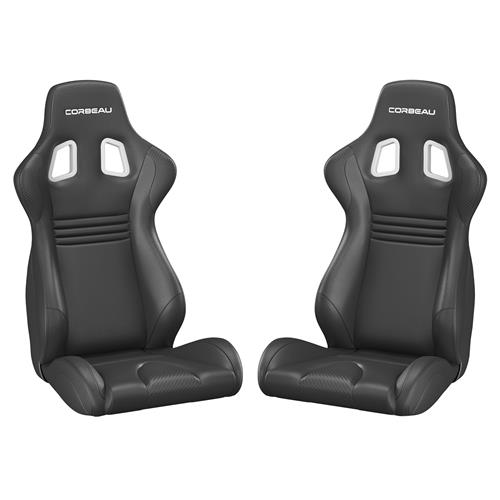 Corbeau Evolution X Seat - Pair Black Vinyl/Carbon w/ Black Stitch 64901FB