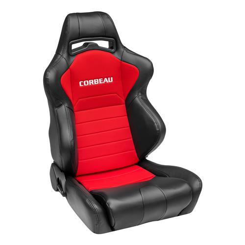 Corbeau Mustang LG1 Cloth Seat Pair - Black w/ Red Insert | 25507