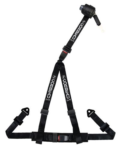Corbeau 3 Point Bolt In Retractable Harness - Black