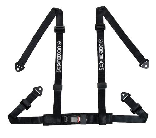 Mustang Corbeau 4 Point Bolt In Harness - Black - LMR