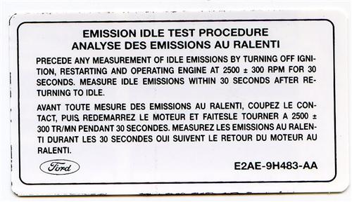 Mustang Emission Test Procedure Decal - LMR.com