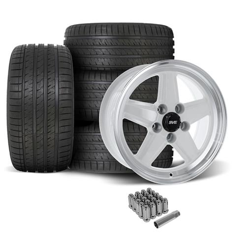 SVE Mustang 5 Lug S89 Wheel & Sumitomo Tire Kit - 17x8/9 - White (79-93)