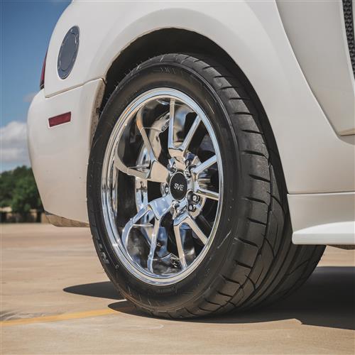 SVE Mustang FR500 Wheel & M/T Tire Kit - 17x9/10.5 - Chrome (94-04)