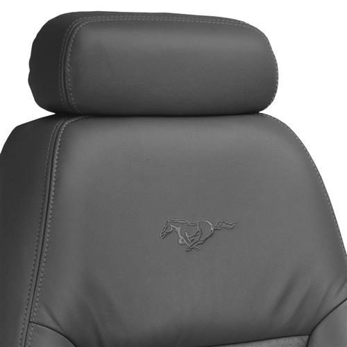 TMI Mustang Sport Seat Upholstery Dark Charcoal Vinyl w/ Pony Logo (99 ...